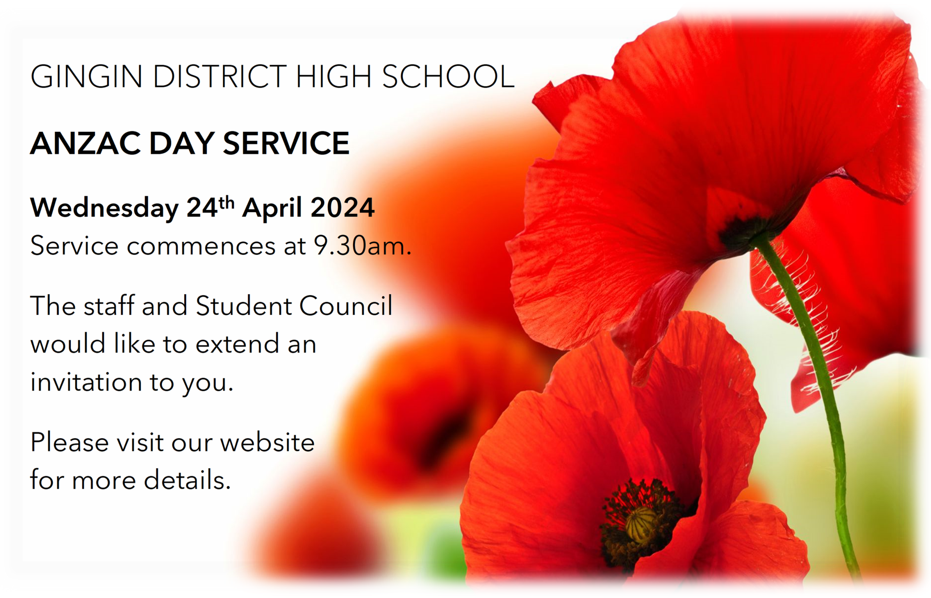 Gingin District High School Anzac Day Service » Shire of Gingin