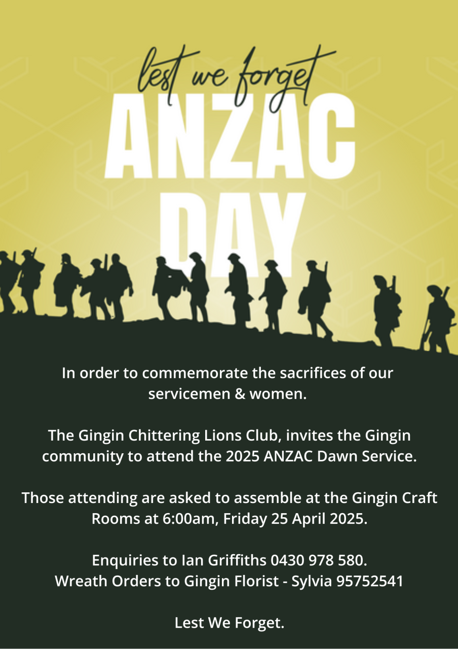 Gingin ANZAC Day Service » Shire of Gingin